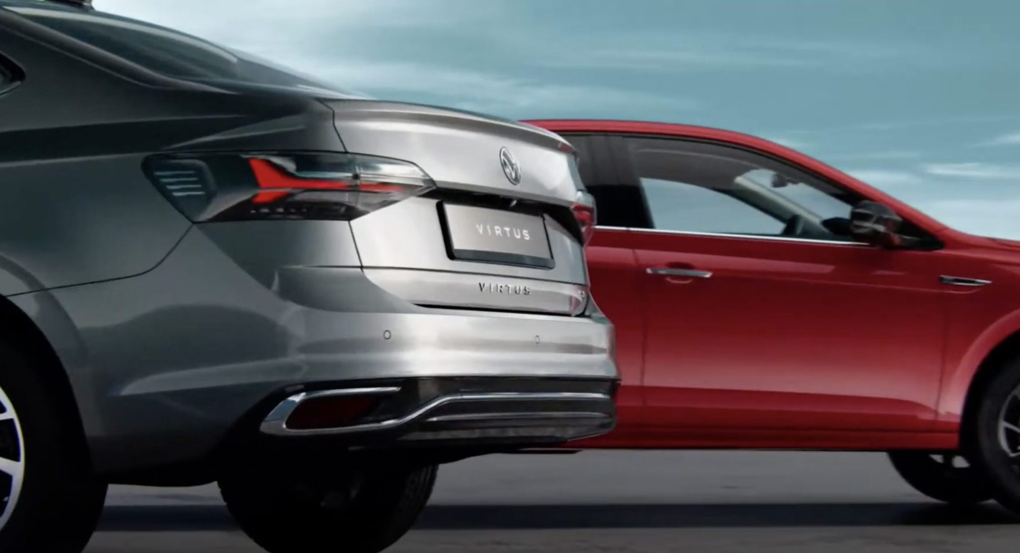 Volkswagen Nuevo Virtus 2023 color rojo y gris parte trasera - Autos ...